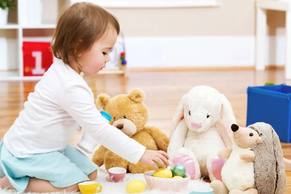 Child with stuffed animal store