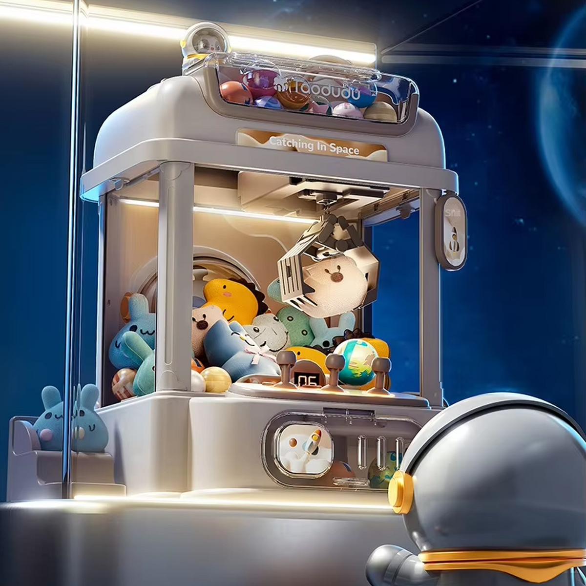 Kawaii Panda White Pink Space-Themed Advanced Mini Claw Machine – Kawaiies