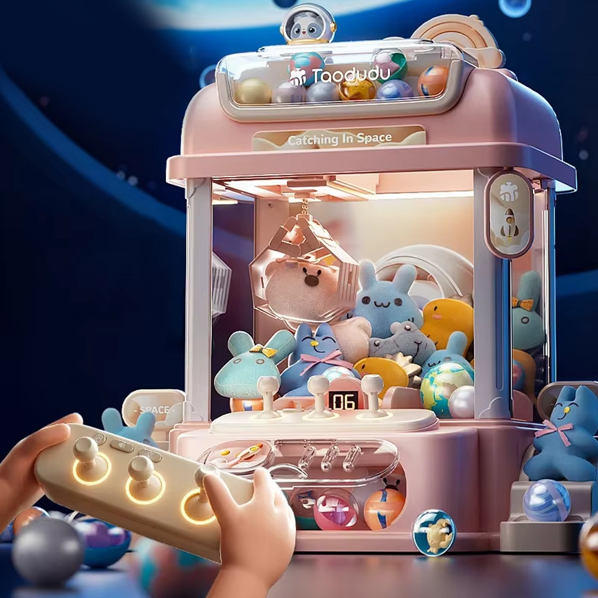 Kawaii Panda White Pink Space-Themed Advanced Mini Claw Machine – Kawaiies