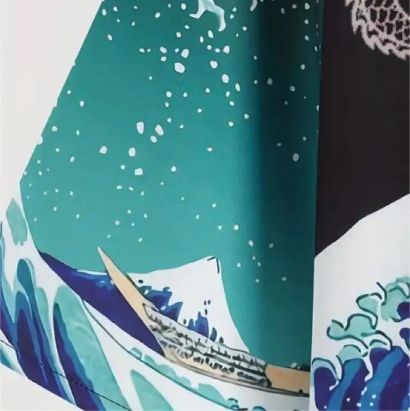 Japanese-Themed Kanagawa Wave Black Unisex Kimono – Kawaiies