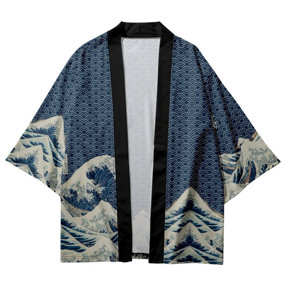 Classic Japanese Kanagawa Wave Unisex Kimono – Kawaiies