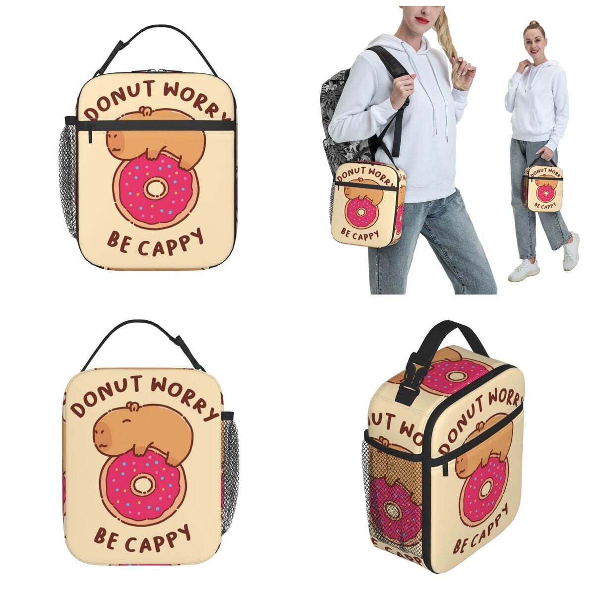 'Donut Worry Be Cappy' Capybara Lunch Bags – Kawaiies