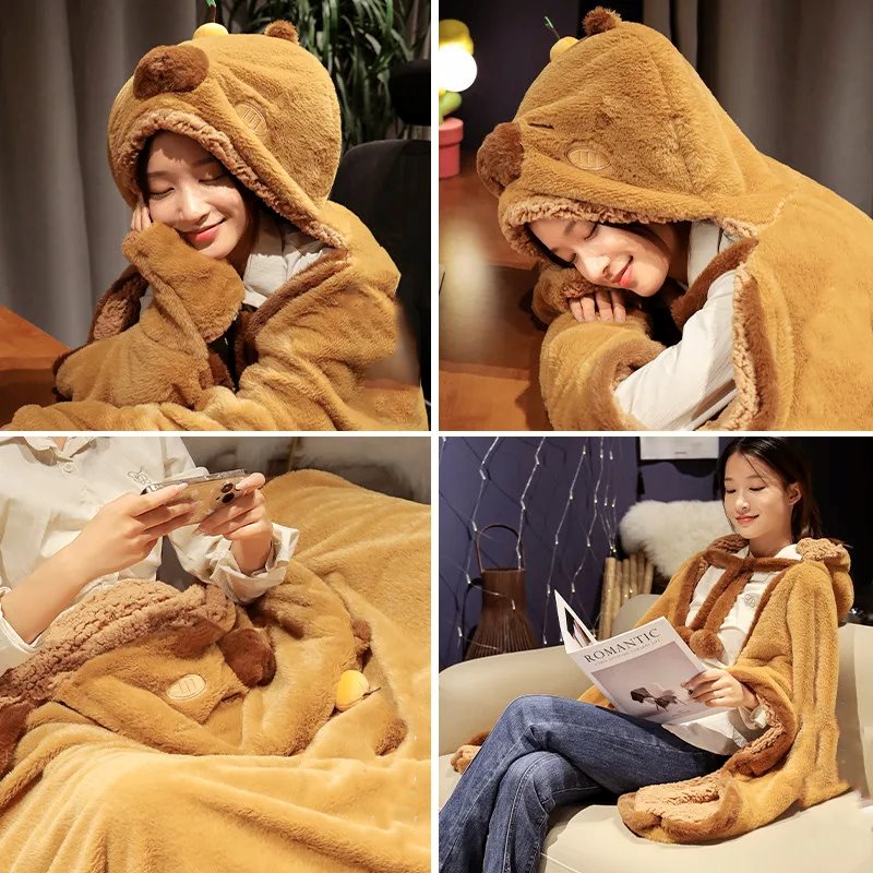 Fluffy Capybara Cloak Hooded Blanket Cape – Kawaiies