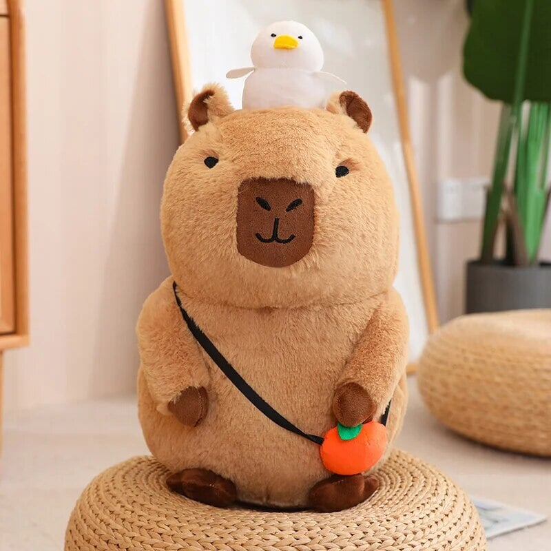 Fluffy Sleepy Capybara with Orange Plushie – Kawaiies