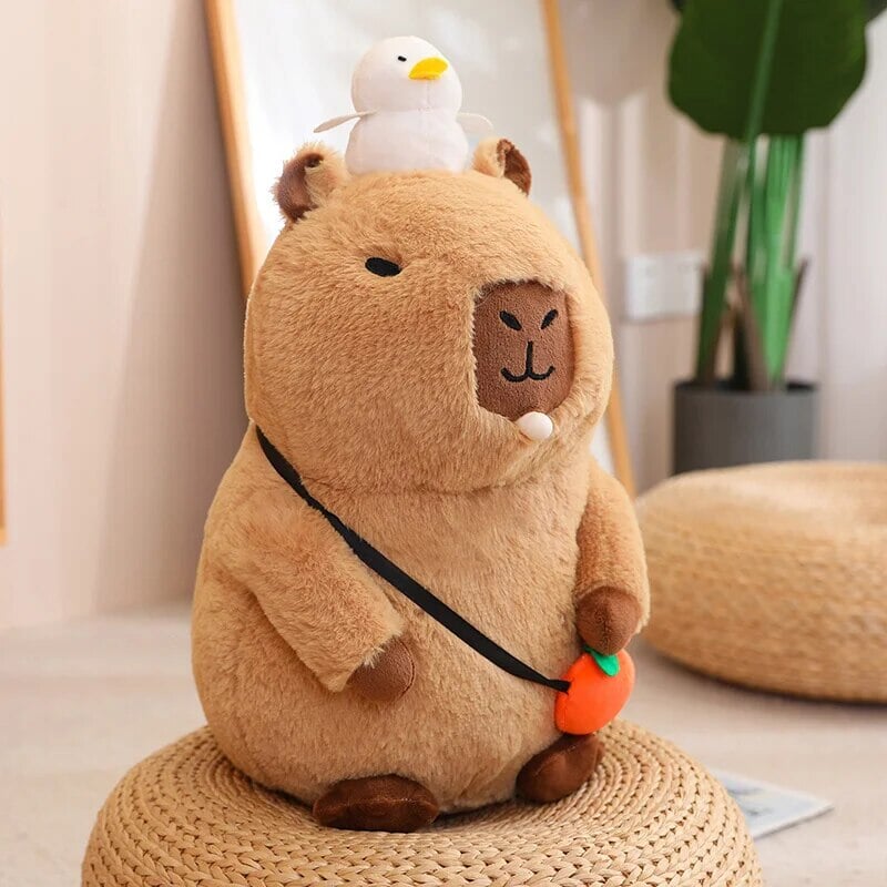 Fluffy Sleepy Capybara with Orange Plushie – Kawaiies