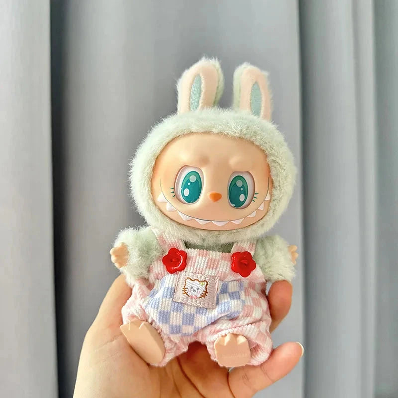 Handmade Labubu Summer Dungarees Checked Bear Outfit with Accessories ...