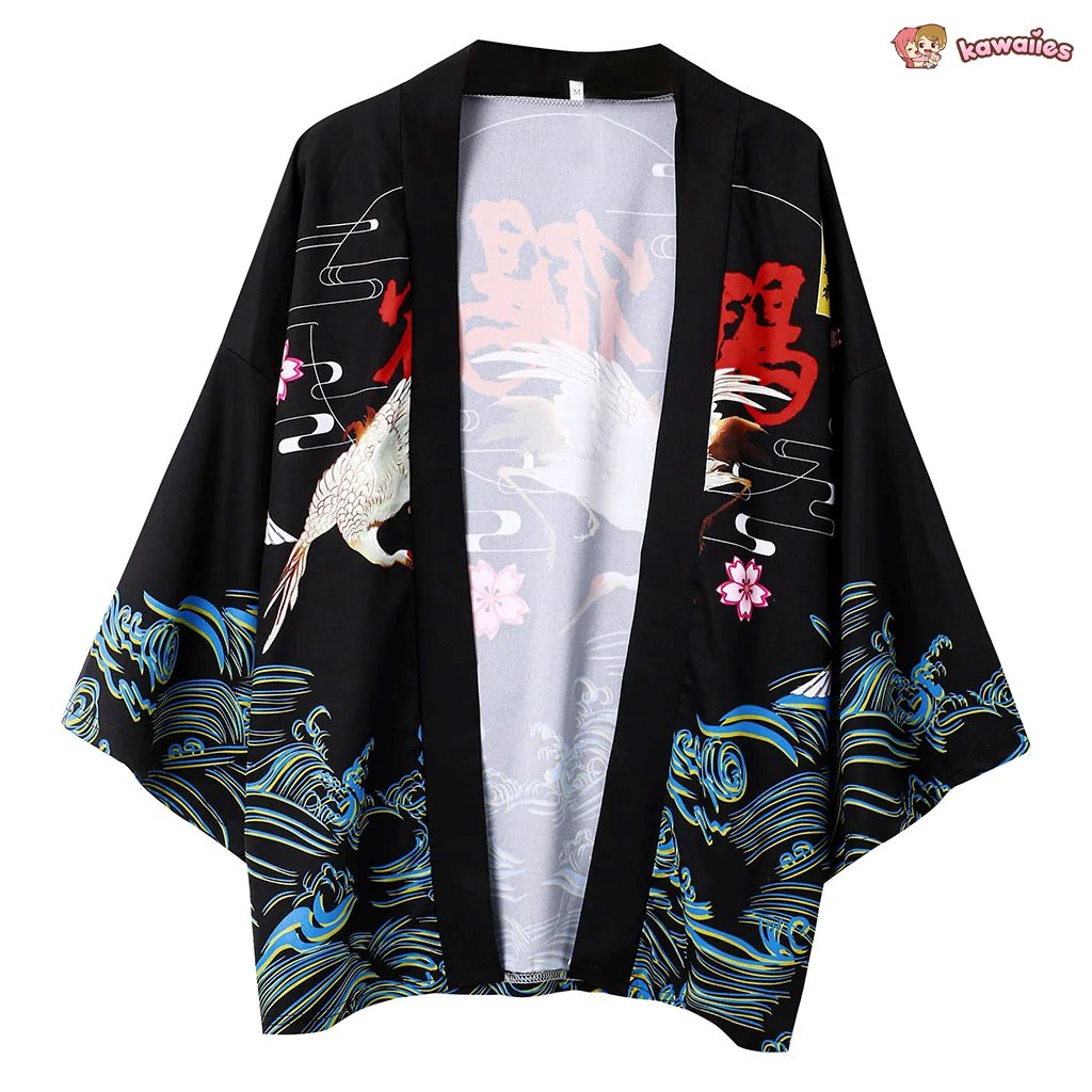 Japanese-themed Crane Waves Unisex Kimono – Kawaiies