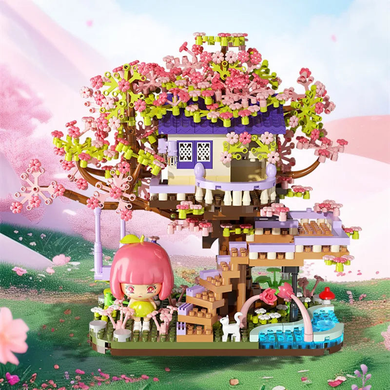 Kawaii Sakura Cherry Blossom Purple Tree House Nano Building Set – Kawaiies