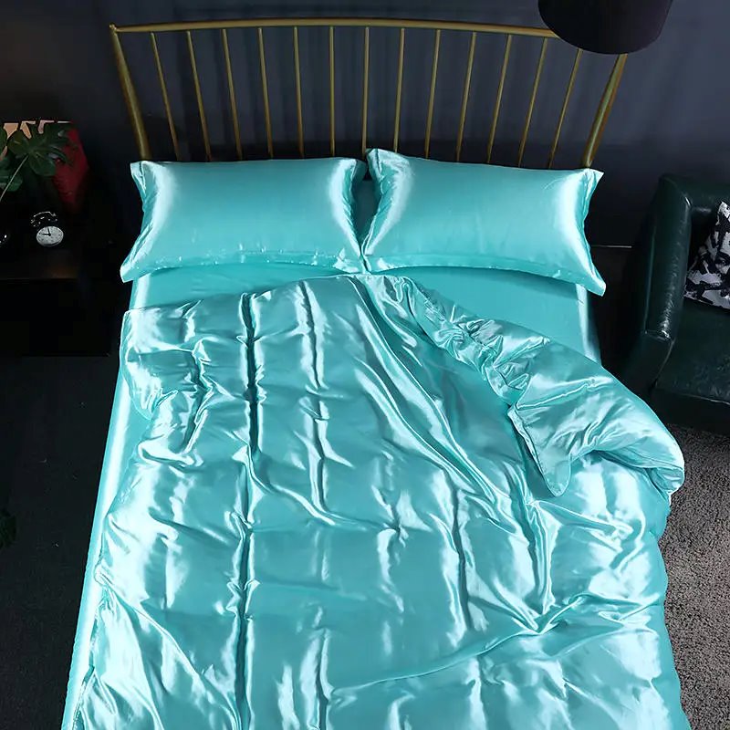 Turquoise Mulberry Silk Bedding Set – Kawaiies