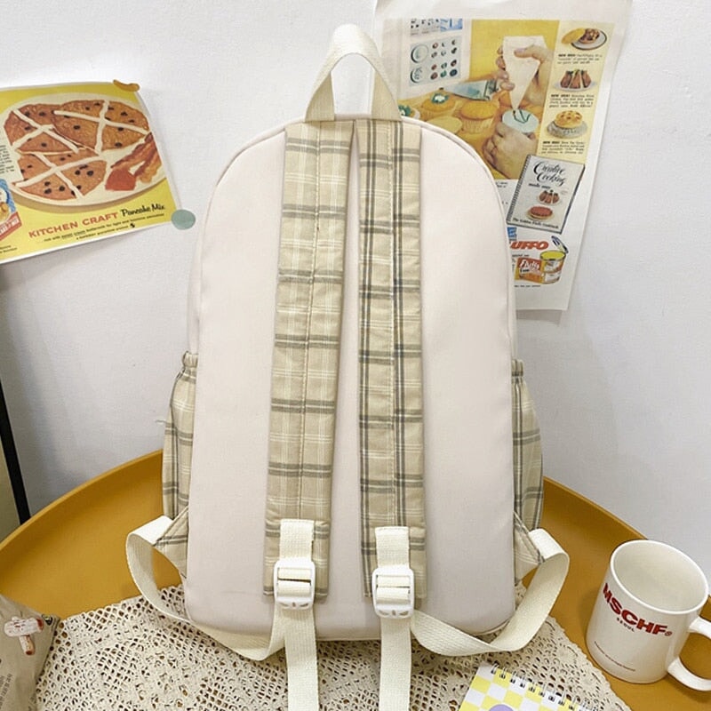Cute Plaid Two-Tone Pastel Backpack – Kawaiies
