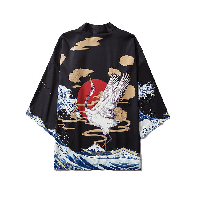 Fox Cranes Dragon Japanese Women Kimono Robe Cardigan – Kawaiies