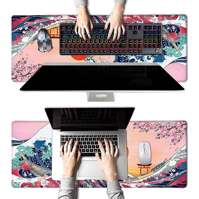 Japanese Kanagawa Great Wave Sunset Mouse Pad – Kawaiies