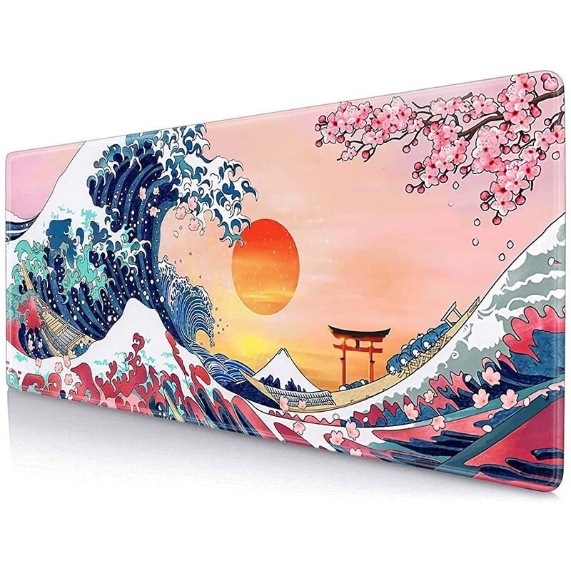 Japanese Kanagawa Great Wave Sunset Mouse Pad – Kawaiies