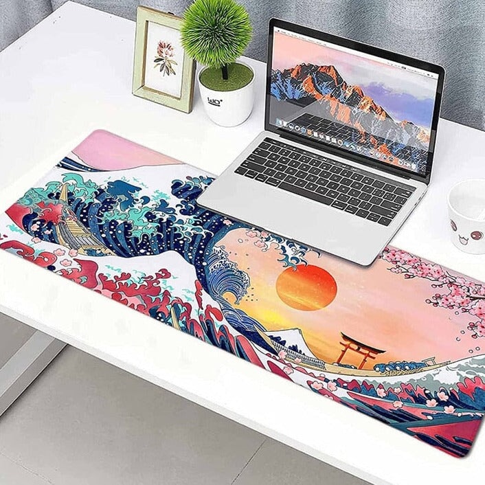 Japanese Kanagawa Great Wave Sunset Mouse Pad – Kawaiies