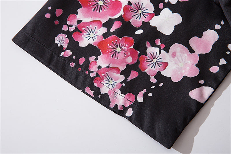 Japanese Sakura Black Red Anime Girl Long Kimono Cardigan Robes – Kawaiies