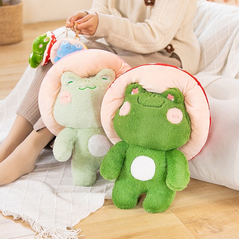 Kawaii Fluffy Mushroom Frog Family Plushies – Kawaiies