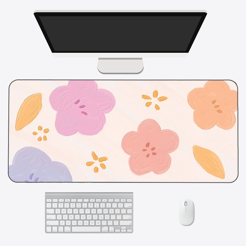 Kawaii Pastel Flowers Long Mouse Pad Collection – Kawaiies