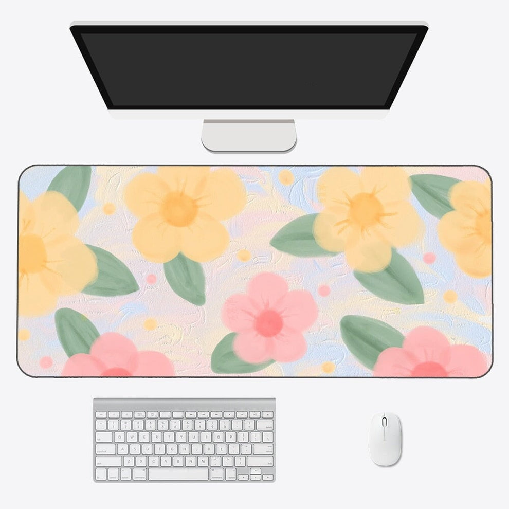 Kawaii Pastel Flowers Long Mouse Pad Collection – Kawaiies