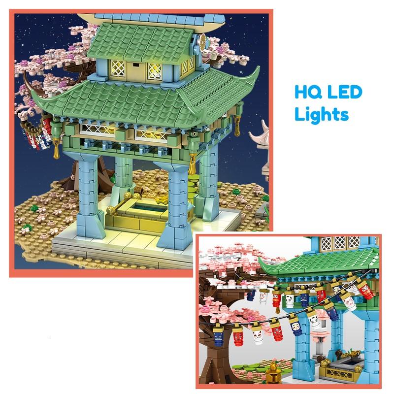 Light up Romantic Japanese Hakone Shrine with Sakura Tree Building Set ...