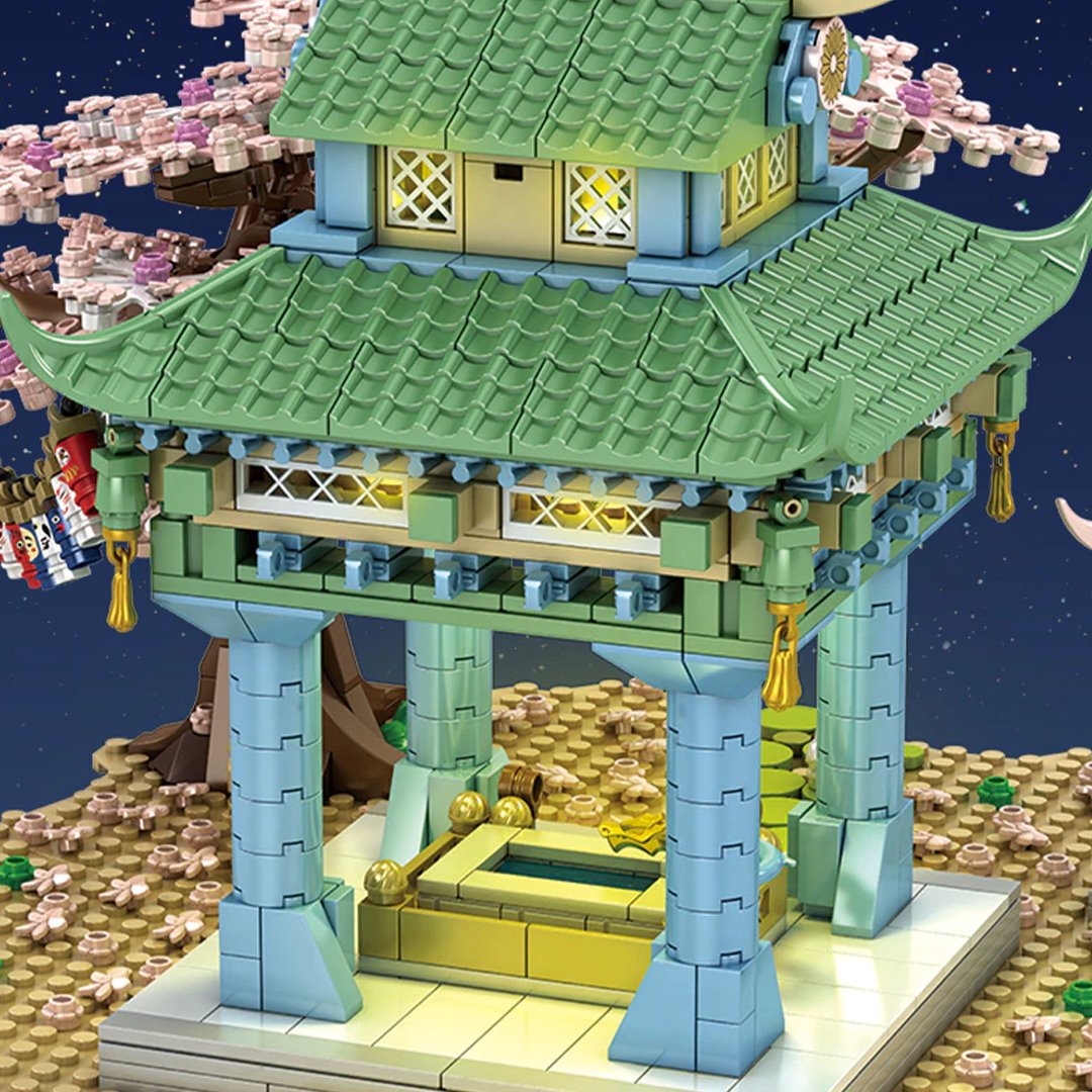 Light up Romantic Japanese Hakone Shrine with Sakura Tree Building Set ...