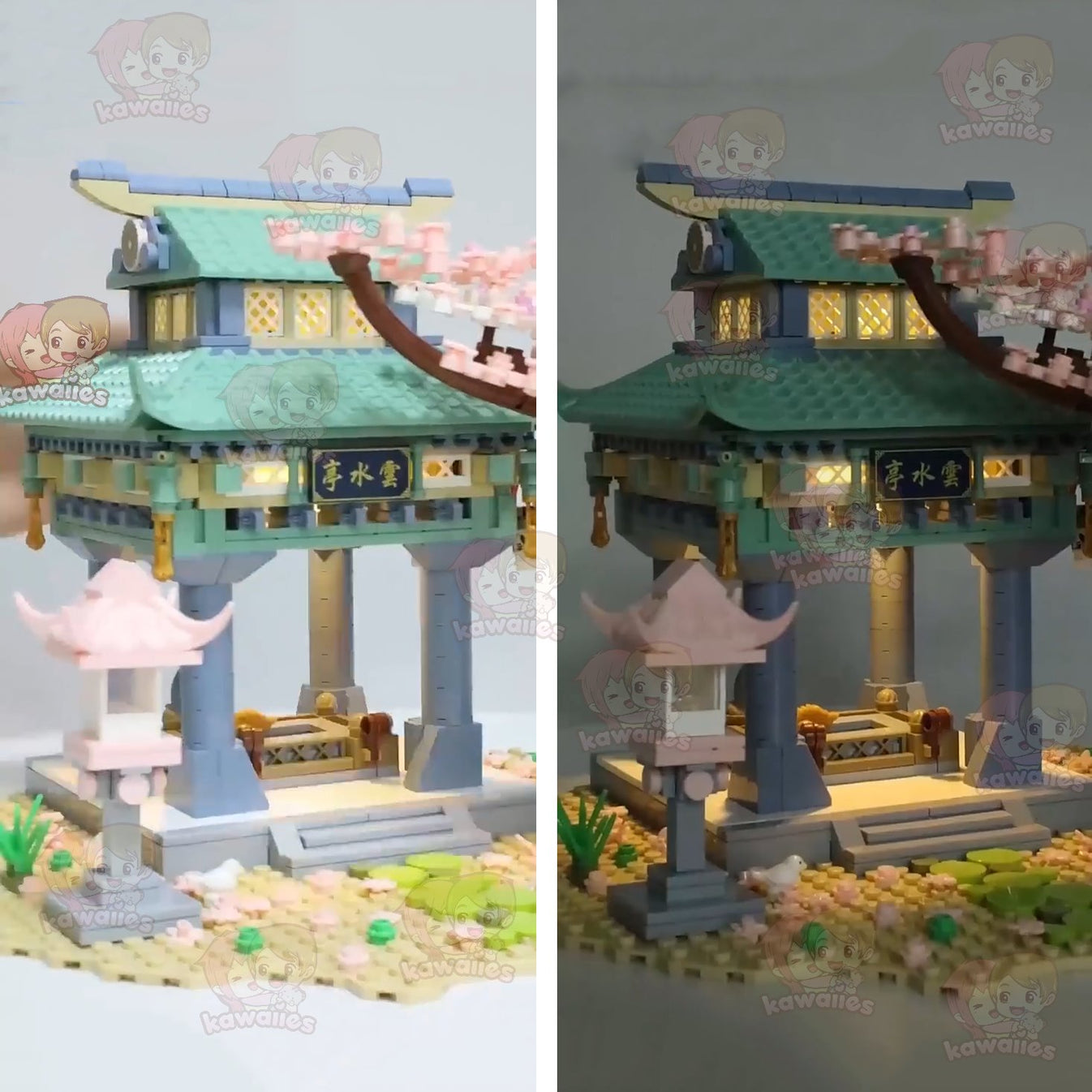 Light up Romantic Japanese Hakone Shrine with Sakura Tree Building Set ...