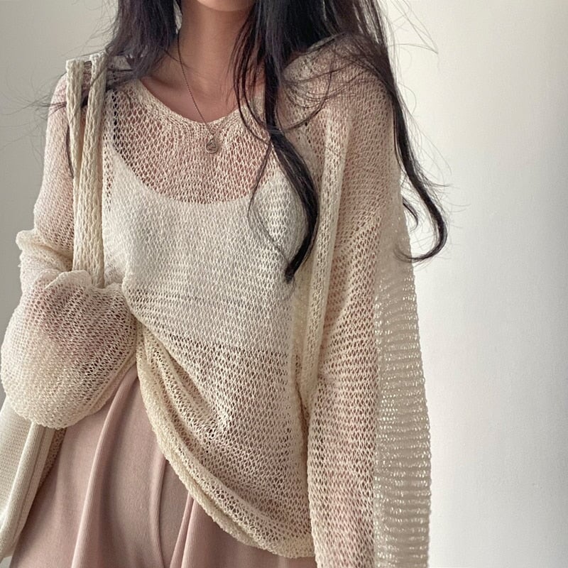 Netted Full Sleeve Loose Women's Jumper – Kawaiies