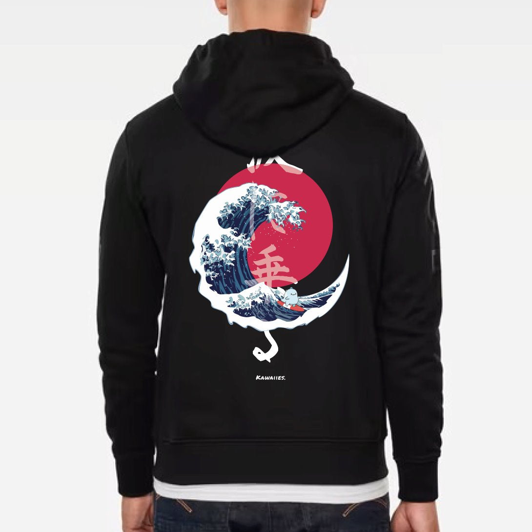 The Great Wave Blood Moon Sun Tato Hoodie – Kawaiies
