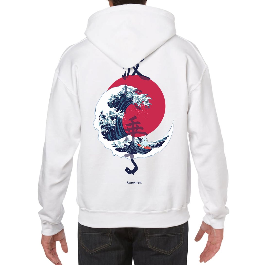 The Great Wave Blood Moon Sun Tato Hoodie – Kawaiies