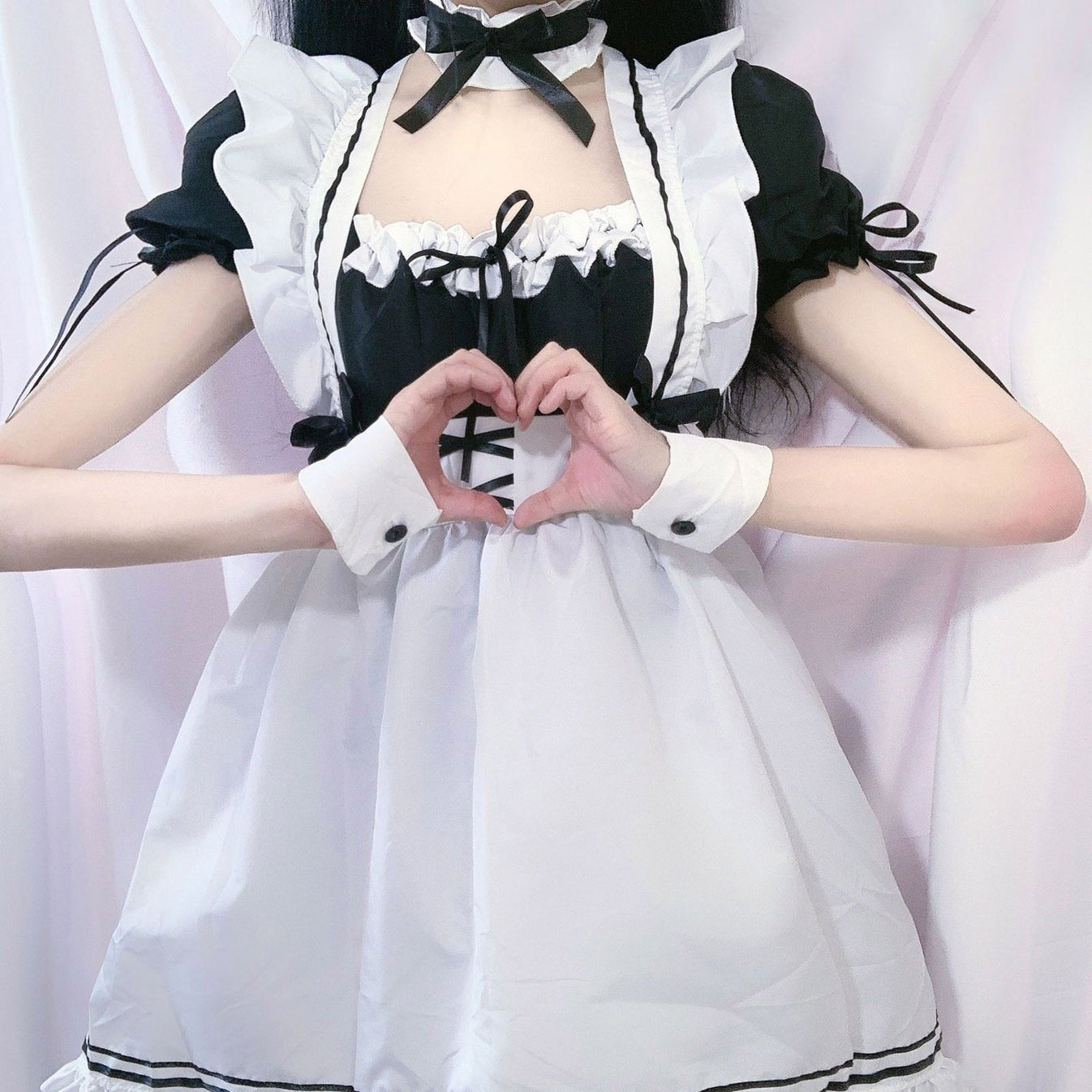 White Black Striped Lolita Maid Cosplay Women's Dress – Kawaiies